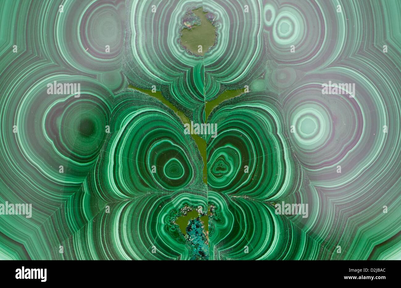 A slice of malachite is on display at the Mineralogical Collection of ...