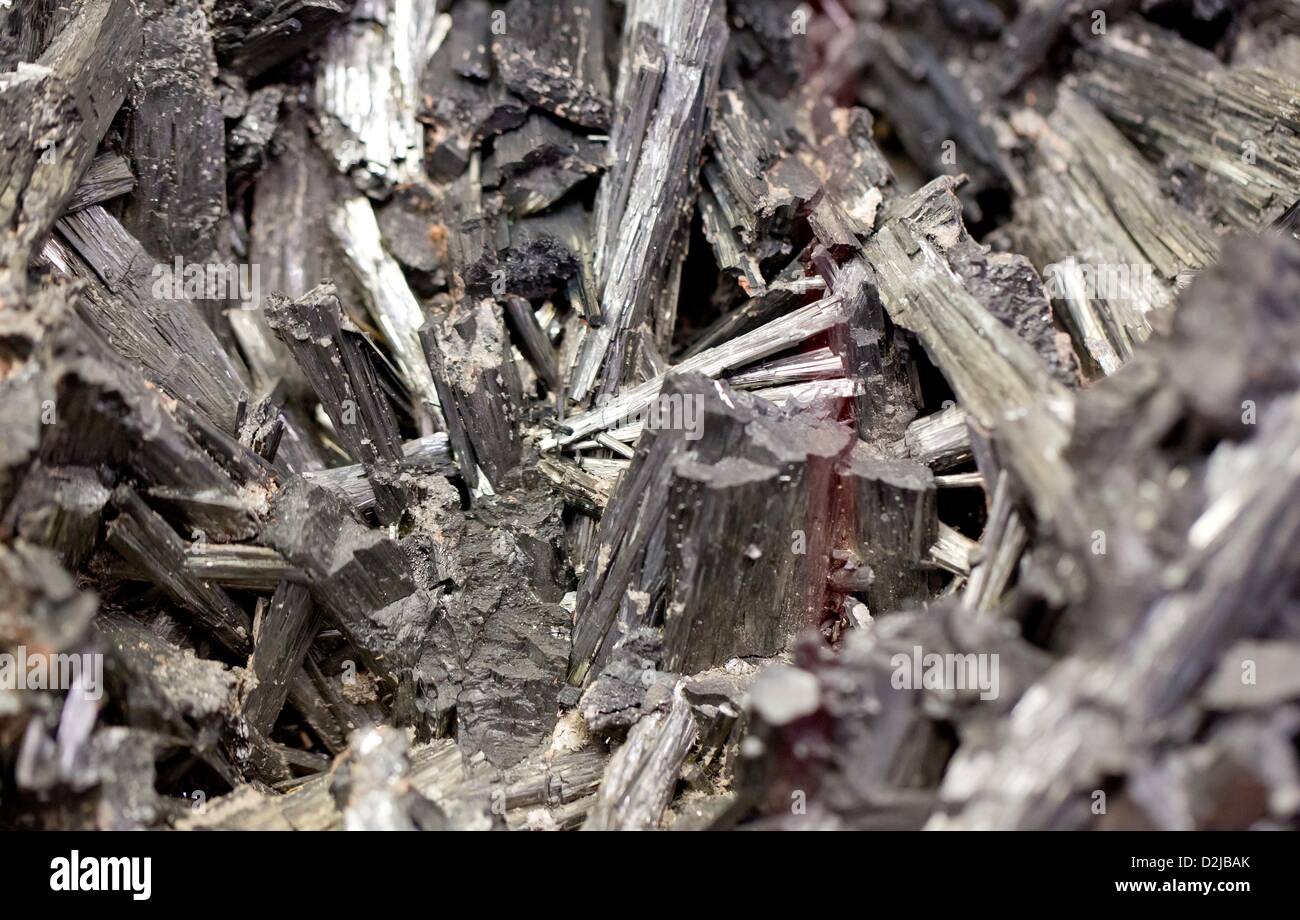 Manganite crystals are on display at the Mineralogical Collection of ...