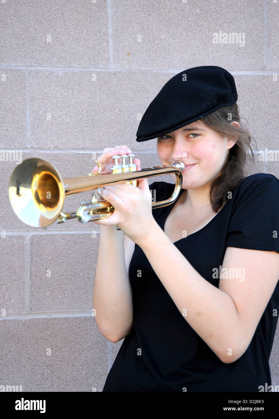 Female trumpet player Stock Photo - Alamy