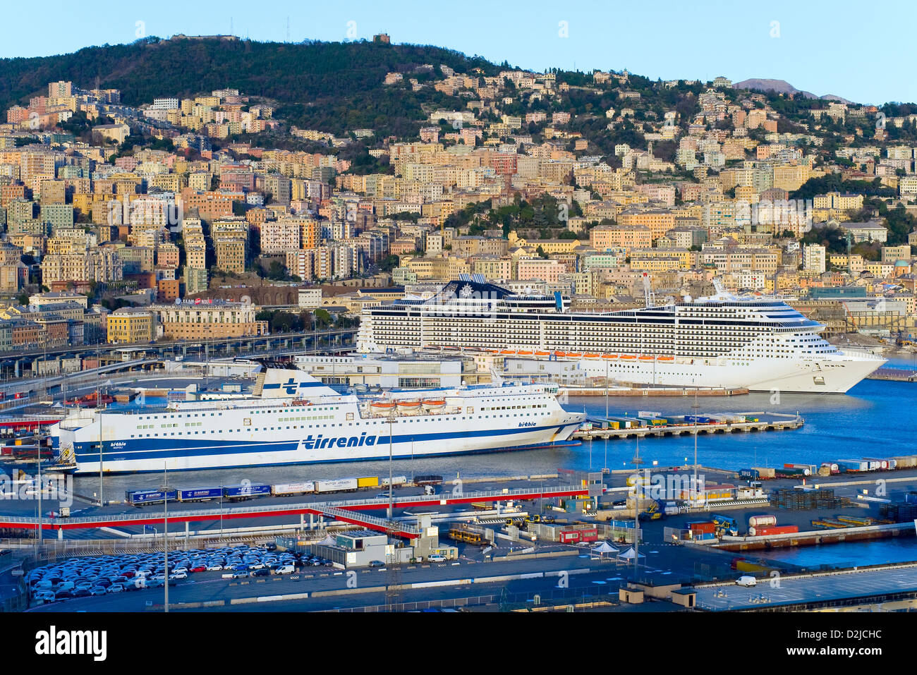 Genoa, Italy, overlooking the port of Genoa Stock Photo - Alamy