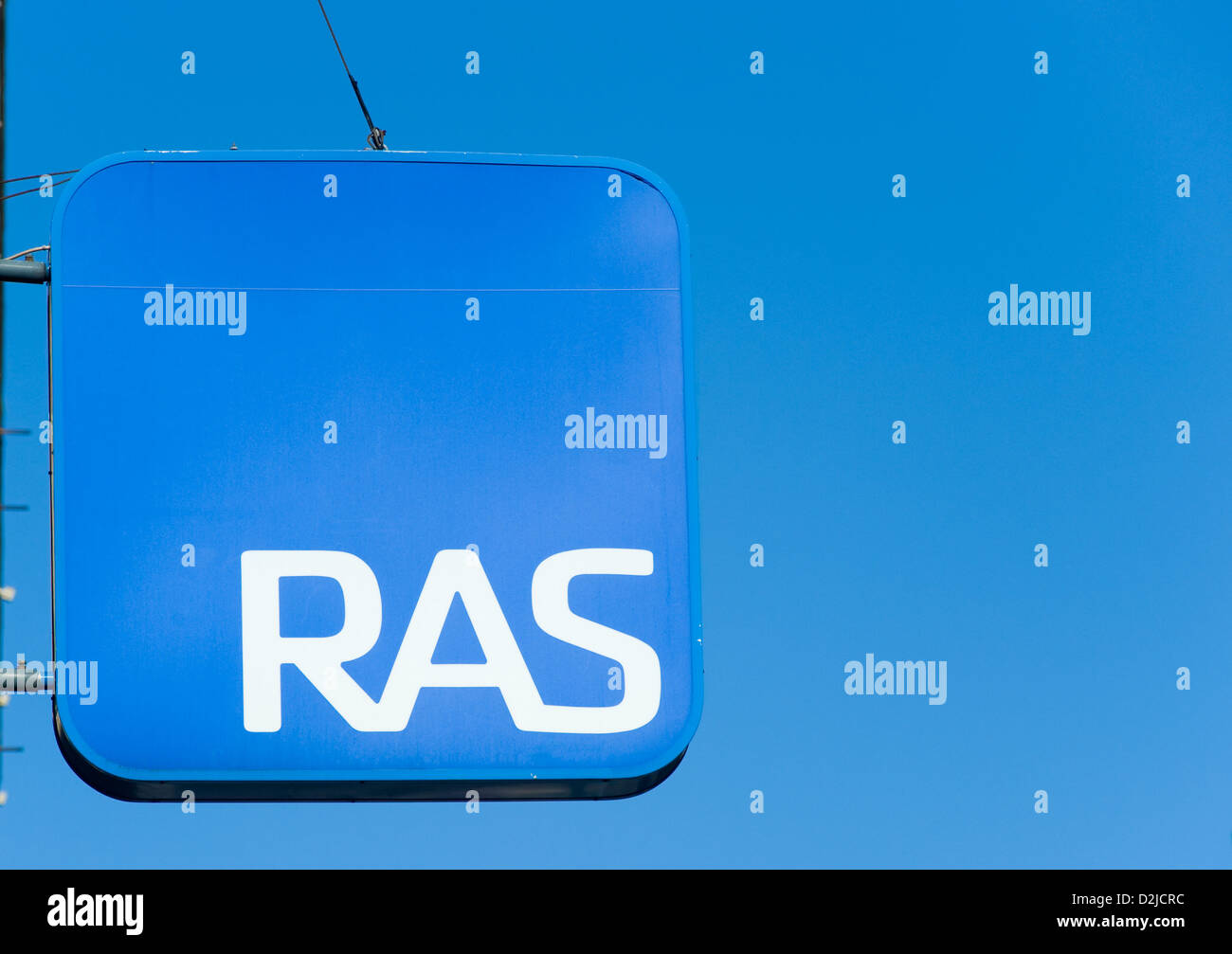 Genoa, Italy, the lettering of the Italian insurance company RAS Stock ...