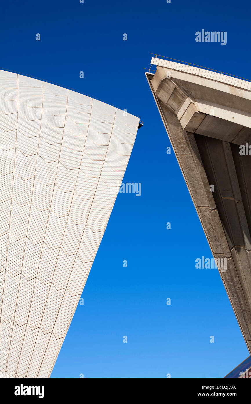 Close up view of the tiles which cover the sails of the Sydney Opera ...