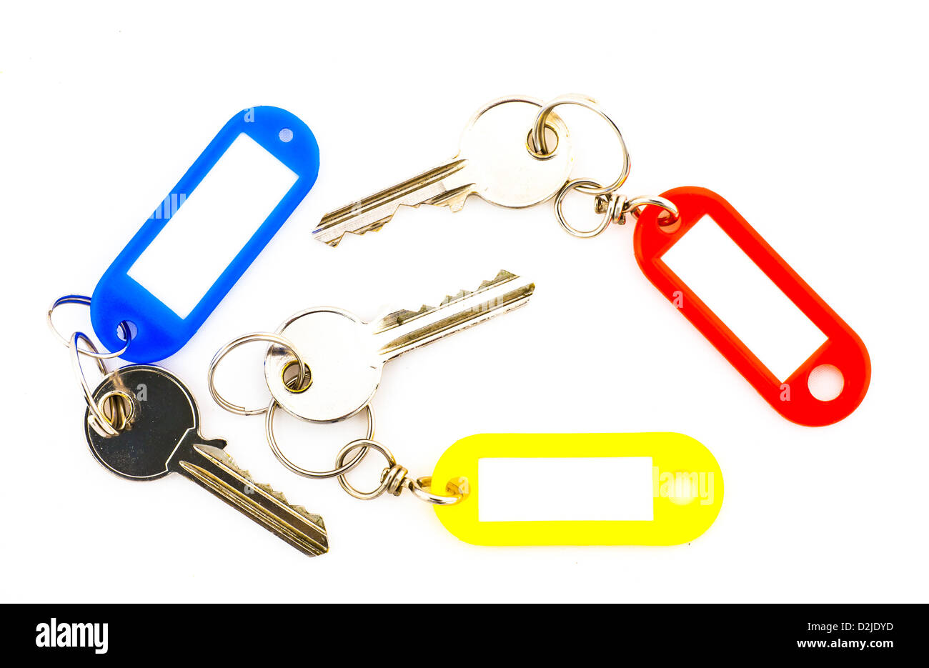 Key with a blank tag, isolate on white background. Add your text on the ...