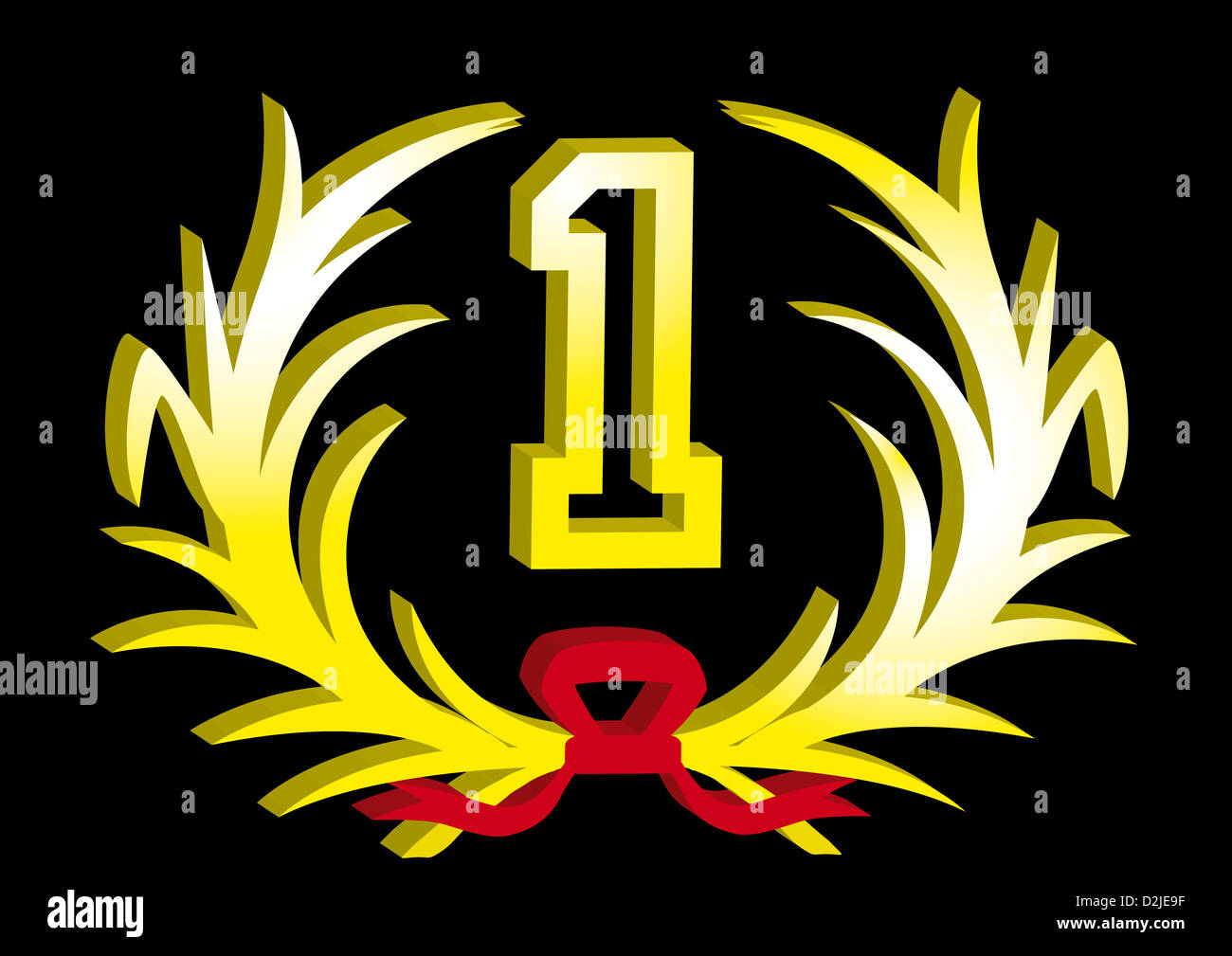 Vector Number one in laurel over black background Stock Photo - Alamy