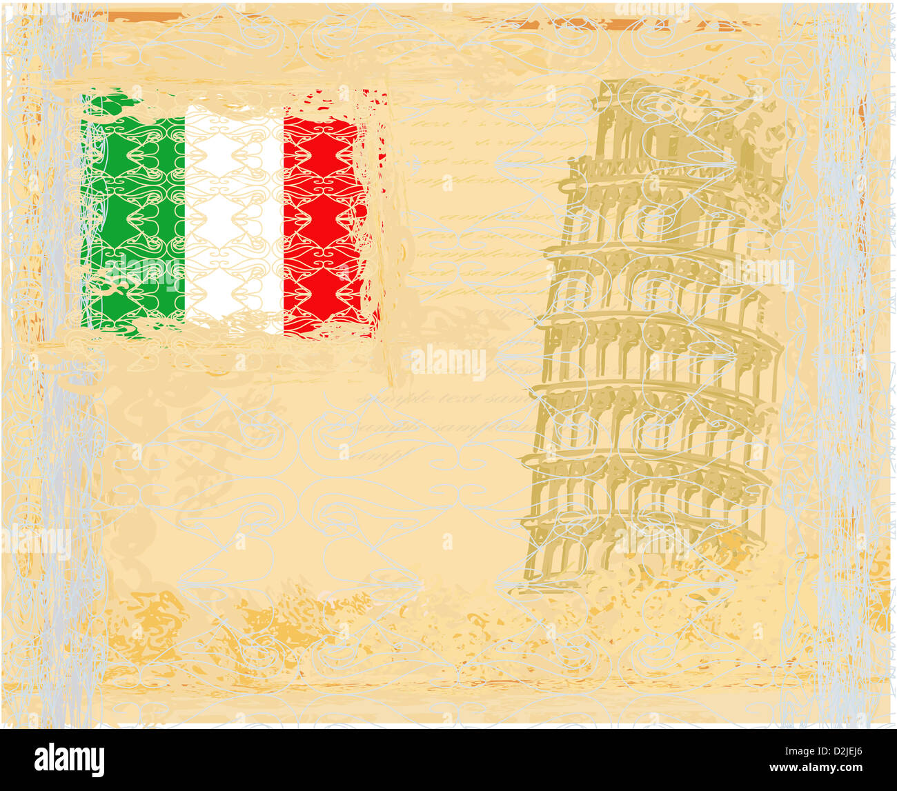 vector pisa tower grunge background Stock Photo - Alamy
