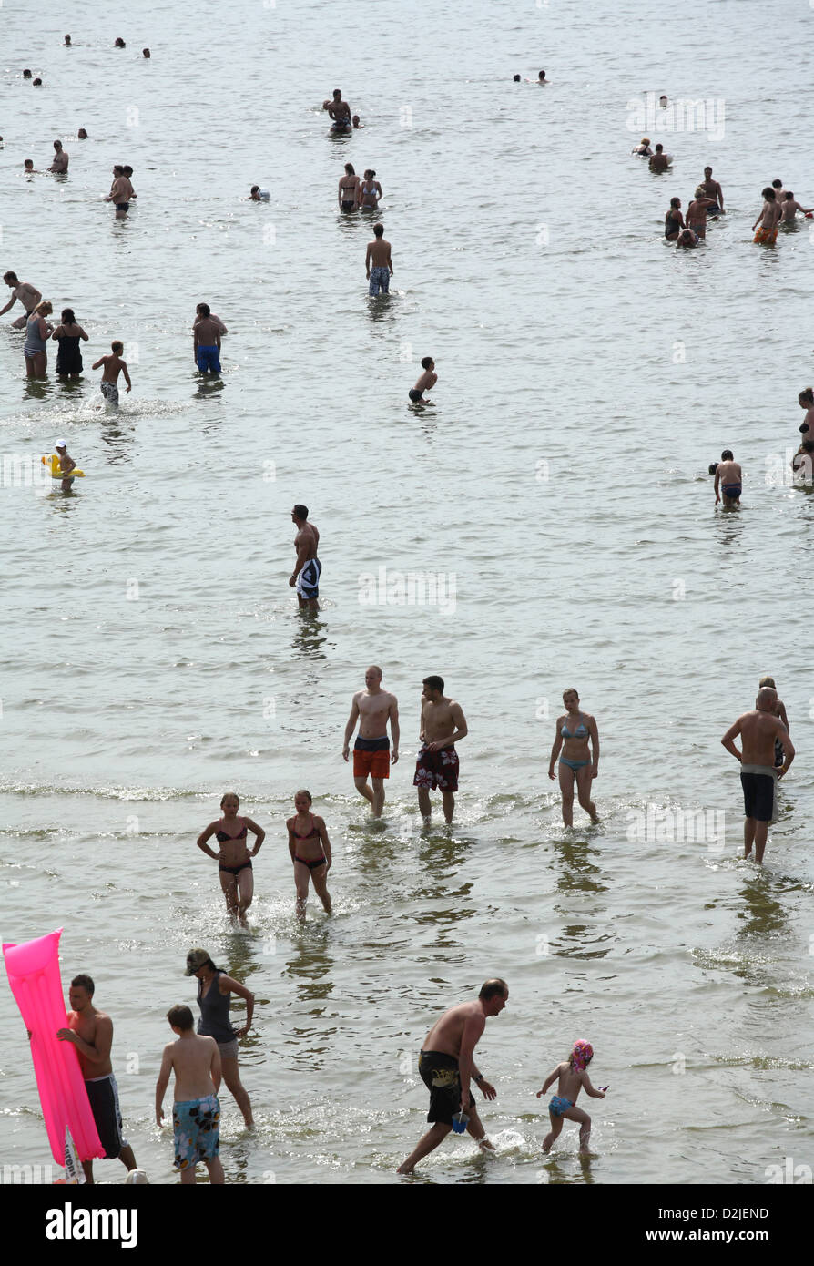 Berlin, Germany, people in the water in the bathing beach Wannsee Stock ...