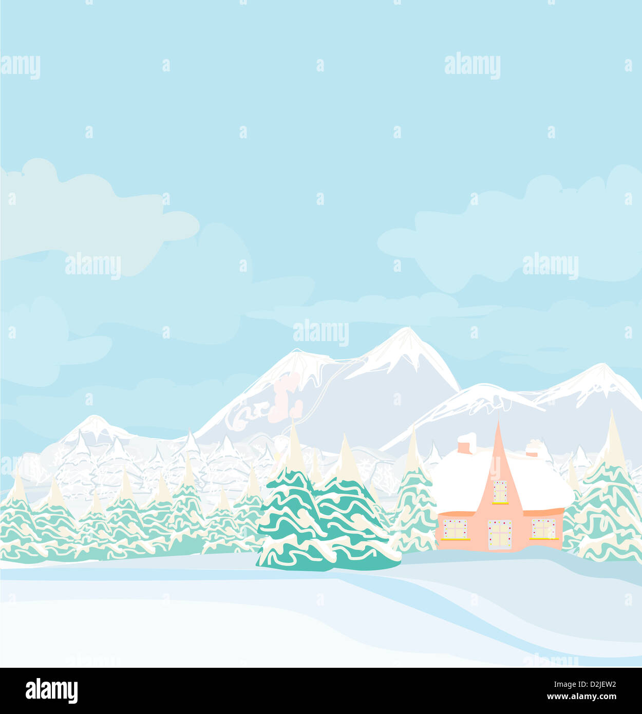 winter landscape - vector Stock Photo - Alamy