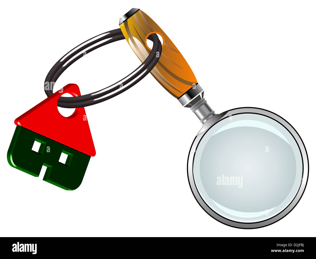 house and magnifying glass against white background, abstract vector ...
