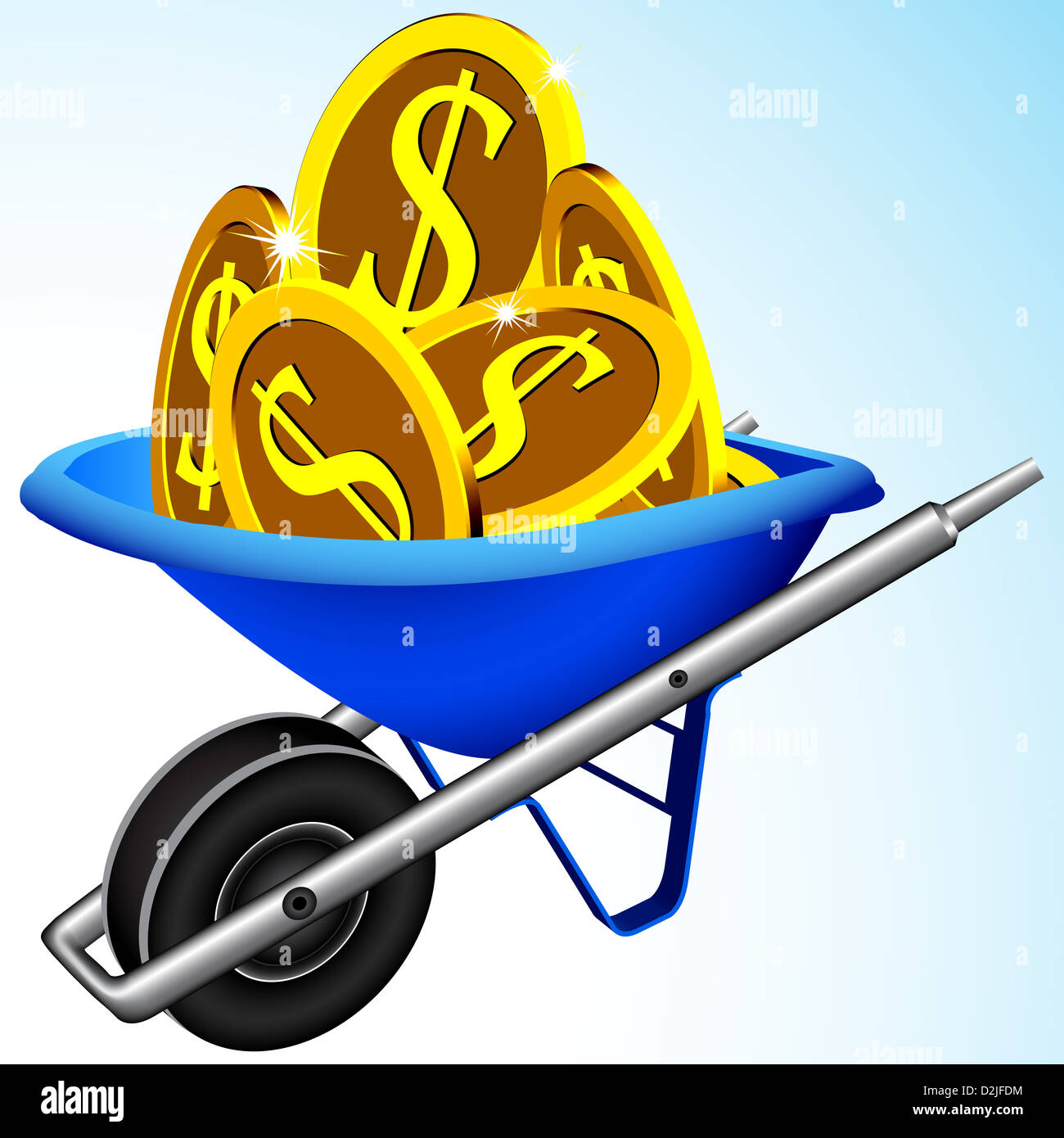 wheelbarrow and money, abstract vector art illustration; image contains ...