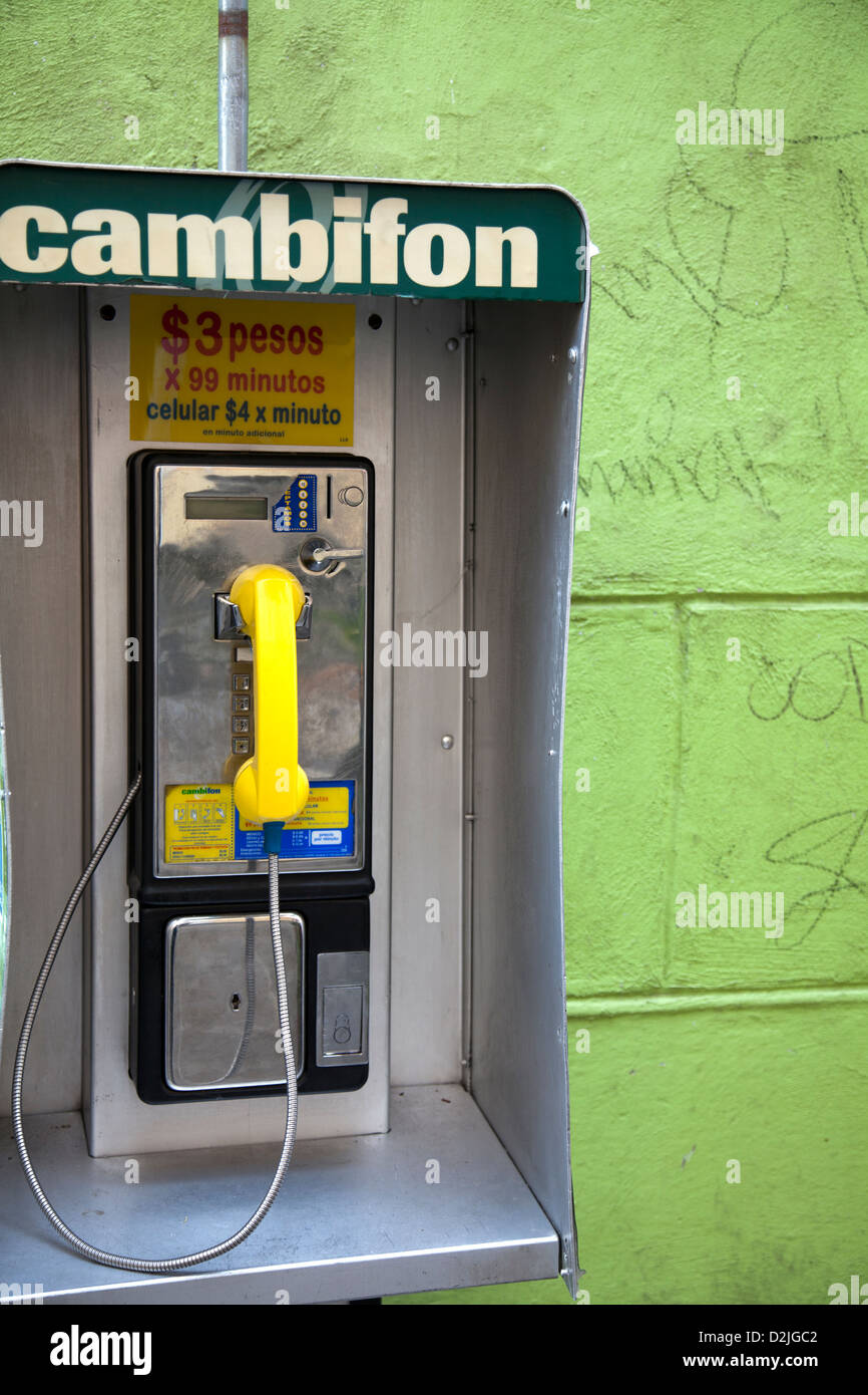 Cambifon telephone Booth in Puebla in Mexico Stock Photo - Alamy