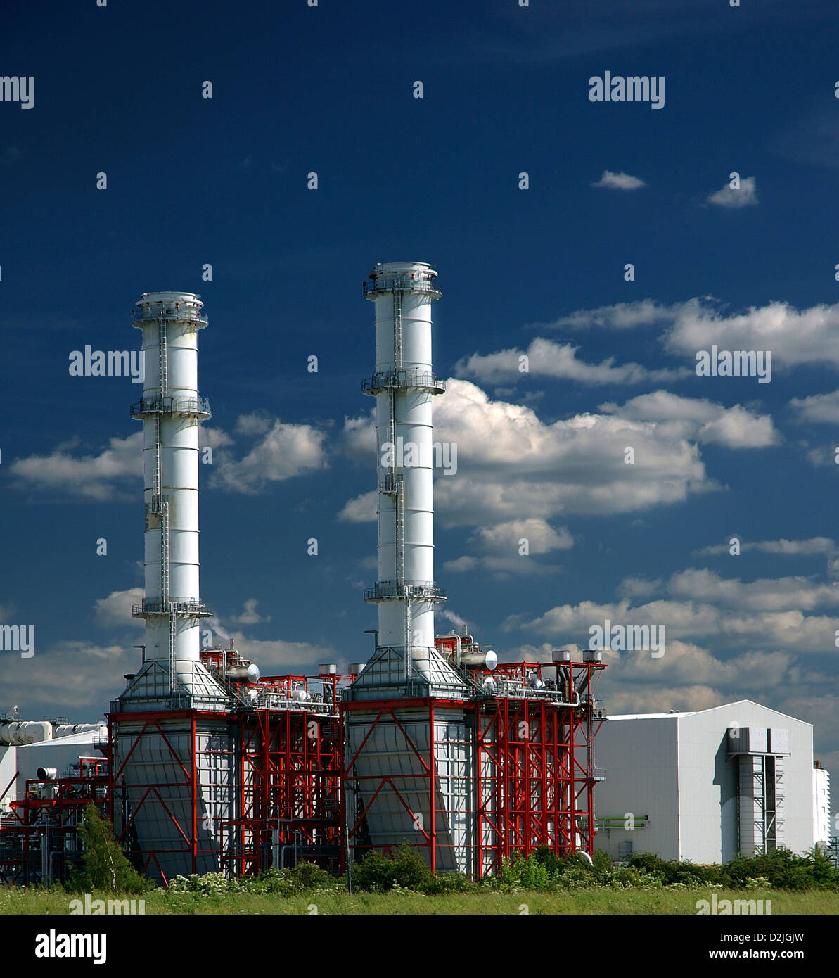 Sutton Bridge power station contrasting colours blue cloudy sky Stock ...