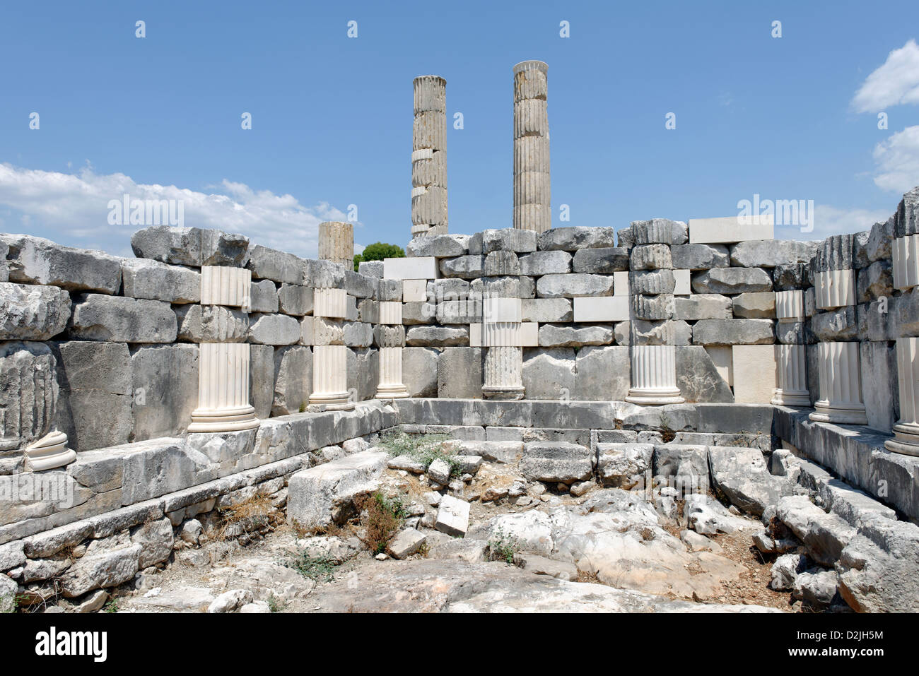 Letoon. Turkey. The partly restored Greek styled Temple of Leto dating ...