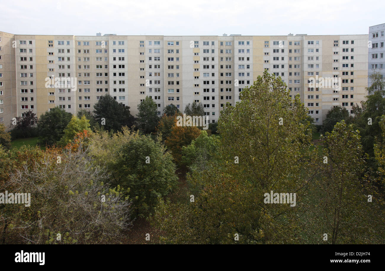 Berlin, Germany, prefabricated buildings on the outskirts in the ...