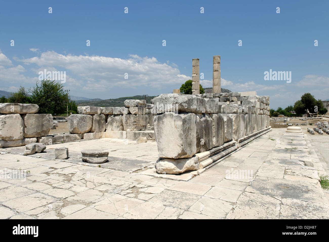 Letoon. Turkey. The partly restored Greek styled Temple of Leto dating ...