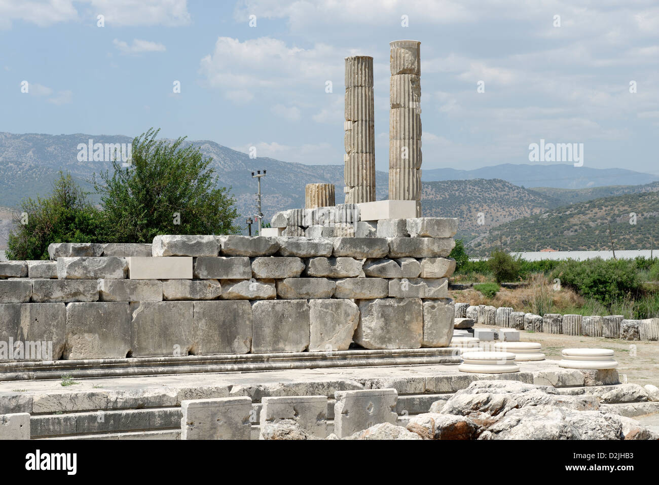 Letoon. Turkey. The partly restored Greek styled Temple of Leto dating ...