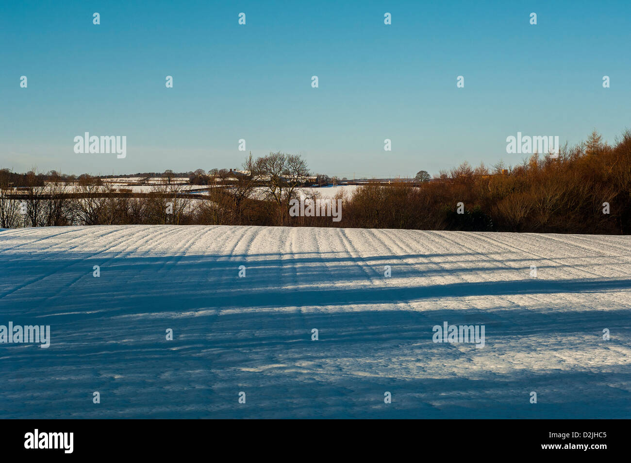 Snow on fields Stock Photo - Alamy