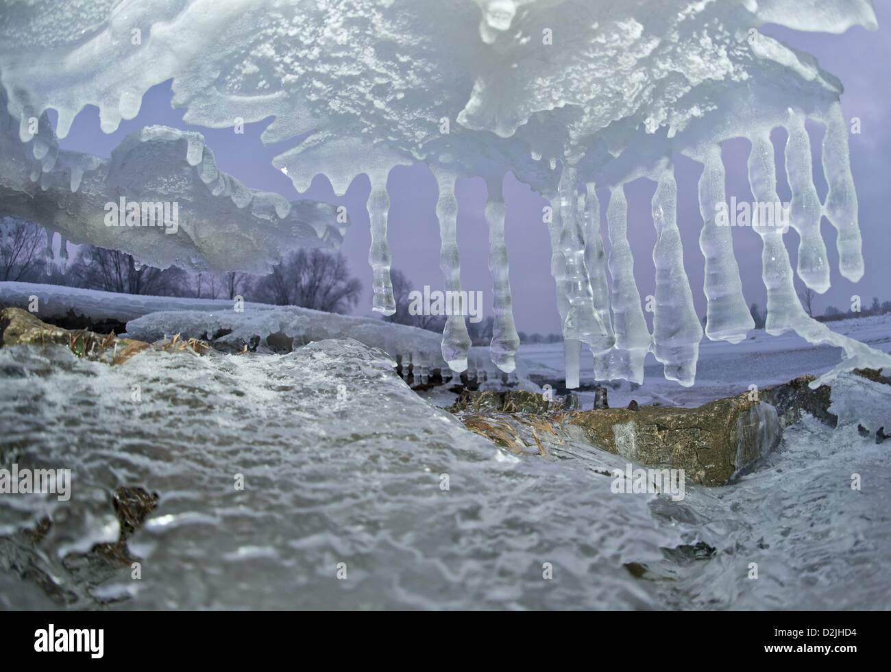 Levus, Germany. 26th January 2013. Icicles have formed at the German ...