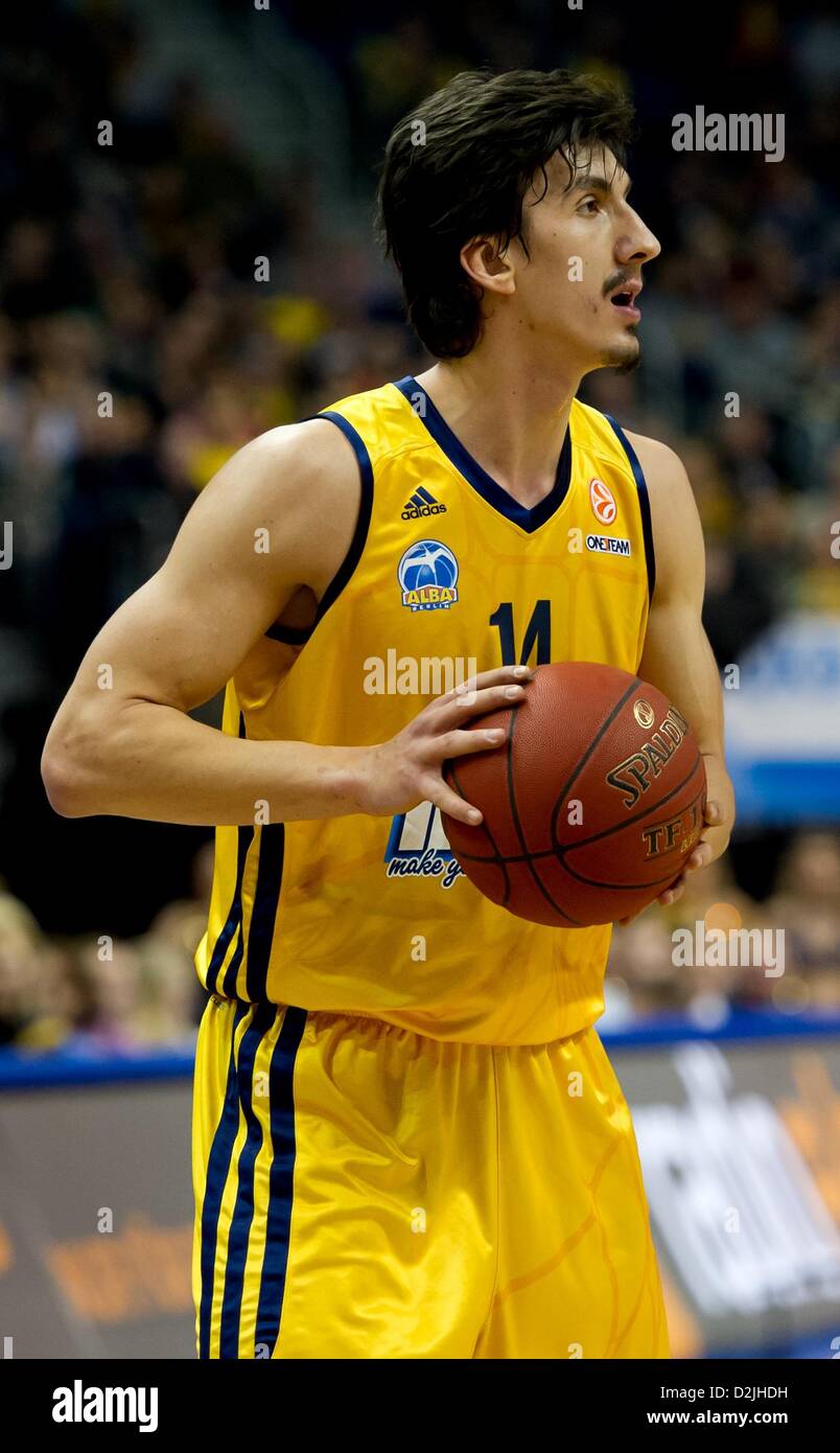 Berlin's Nihad Djedovic plays the ball during the Basketball Euroleague ...