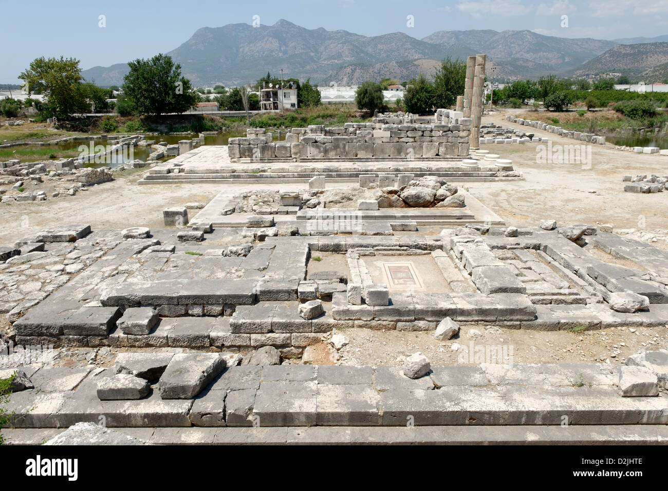 Letoon. Turkey. View from the bottom is the Doric Temple of Apollo and ...