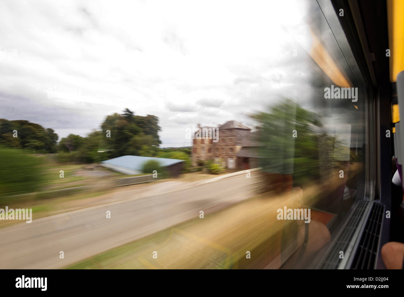 France, the view out the window of a TGV on the way to Paris Stock ...