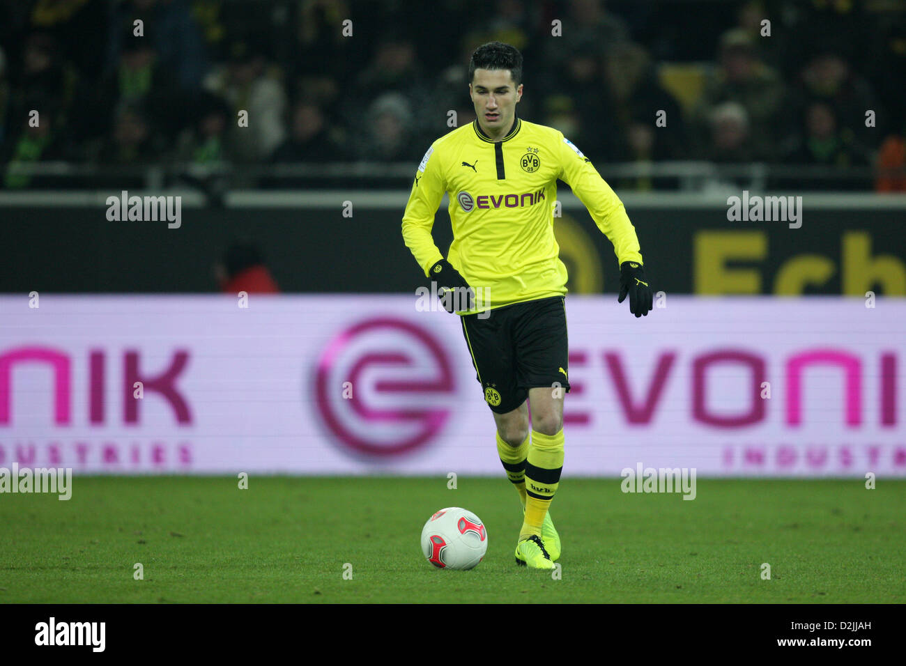 Dortmund's Nuri Sahin plays the ball during the Bundesliga soccer match ...