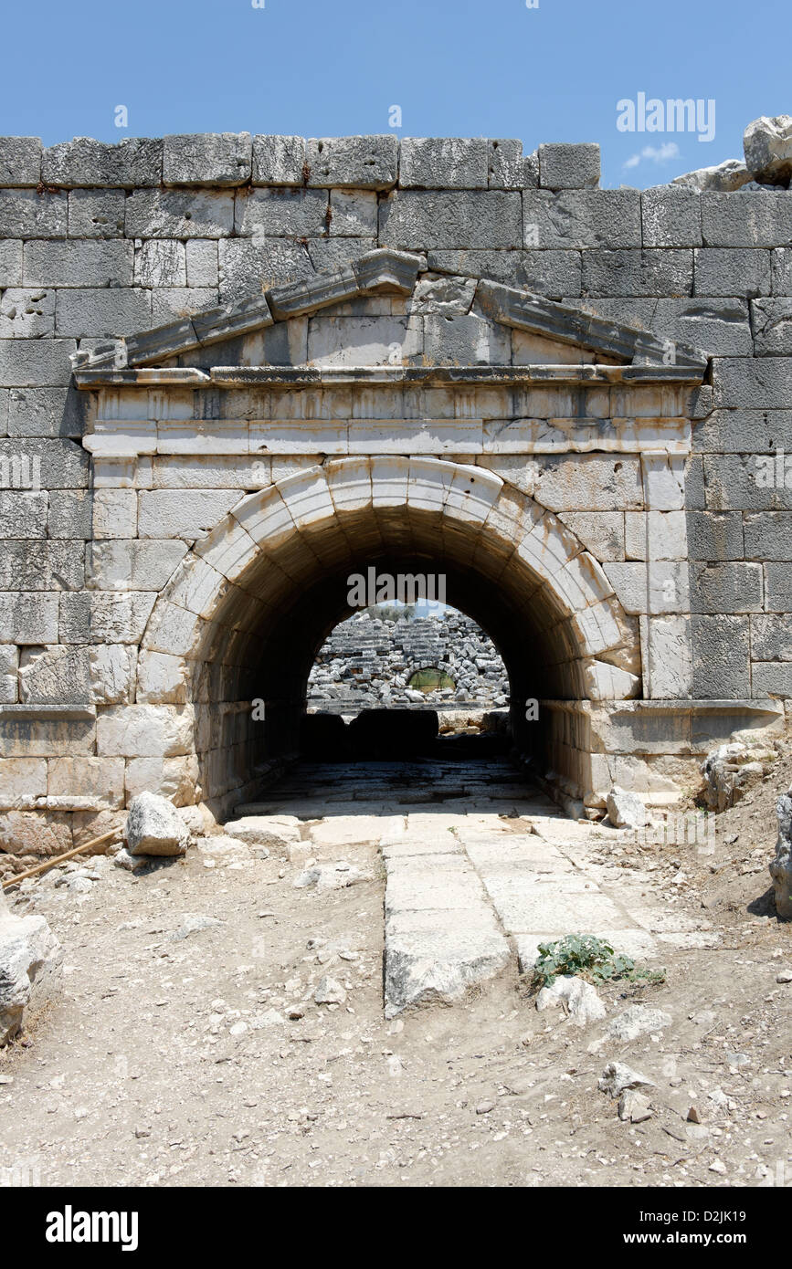 Letoon. Turkey. Arched vaulted entrance to the large ancient ...