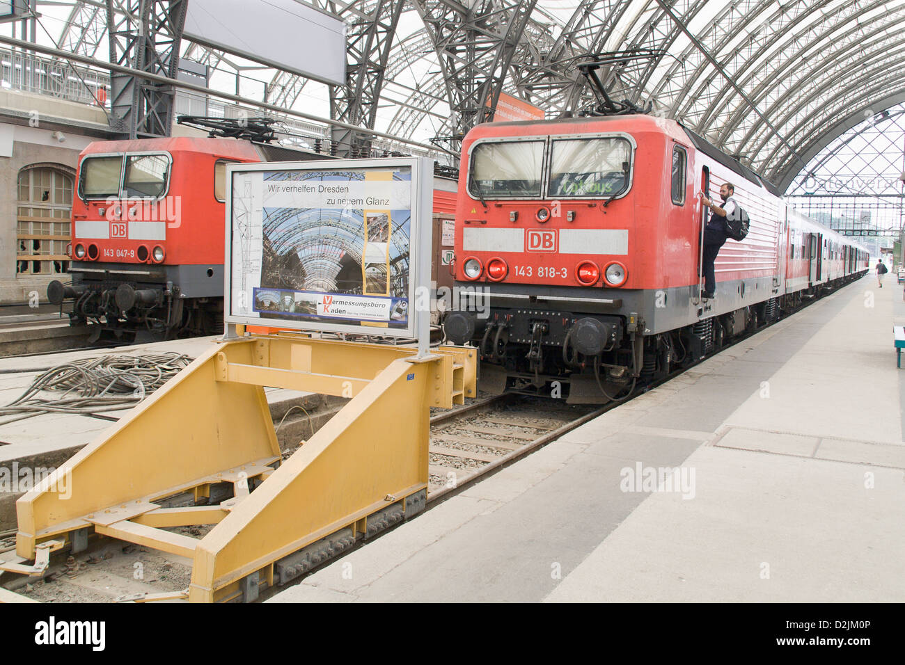 Passenger Trains at Dresden Hauptbahnhof interior of a station, Germany ...
