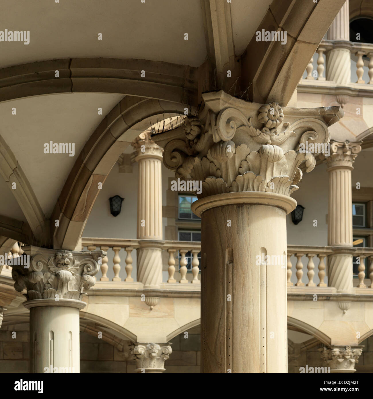 Column capitals in the inner courtyard of the Old Palace in Stuttgart ...