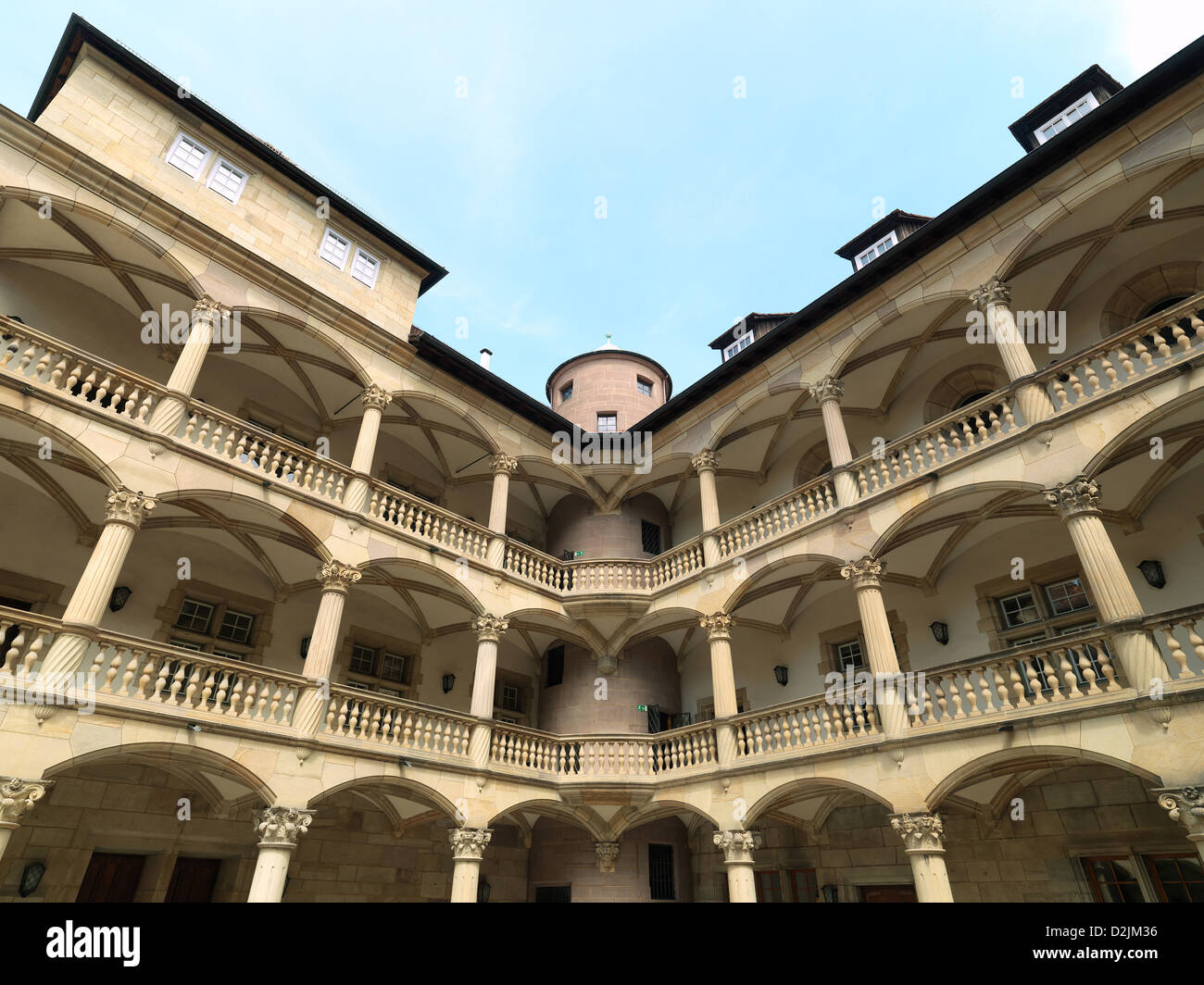 Stair tower in the inner courtyard of the Old Palace in Stuttgart ...