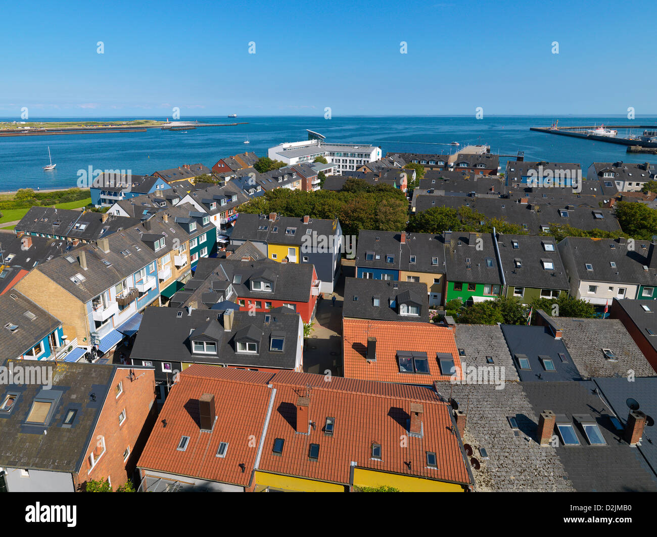 Helgoland, Germany, View from the upper country to the city in the ...