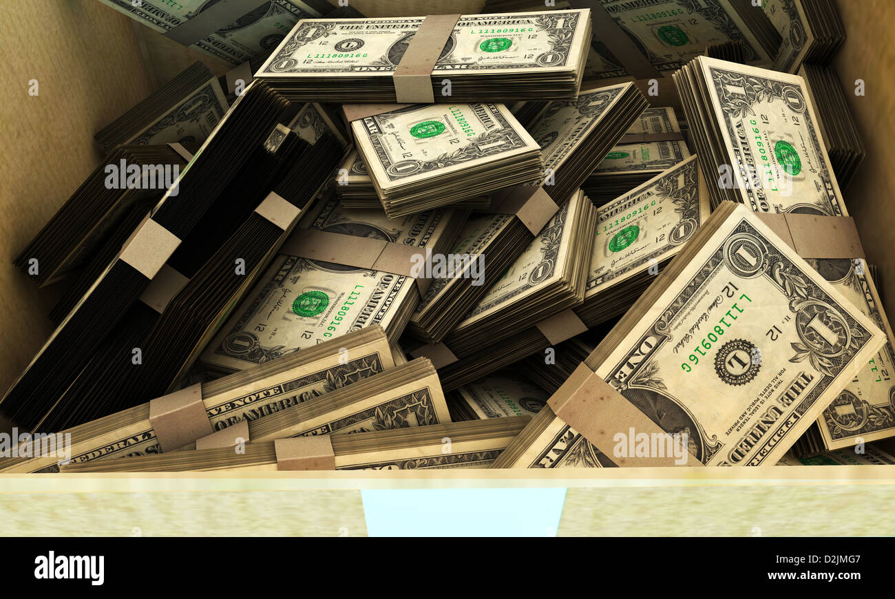 dollars in a box Stock Photo - Alamy