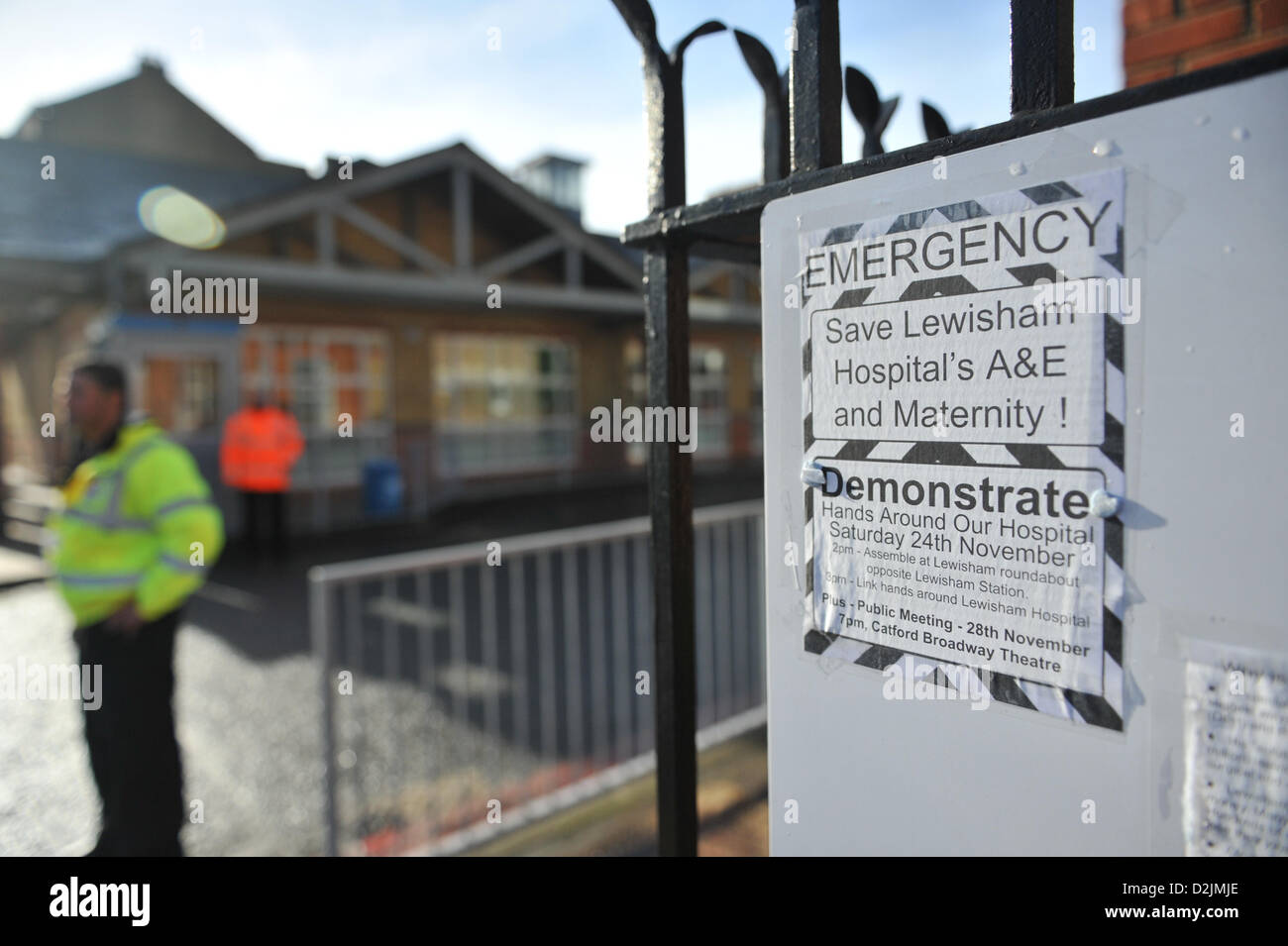 Lewisham, London, UK. 26th January 2013. Aleaflet taped to the wall at ...