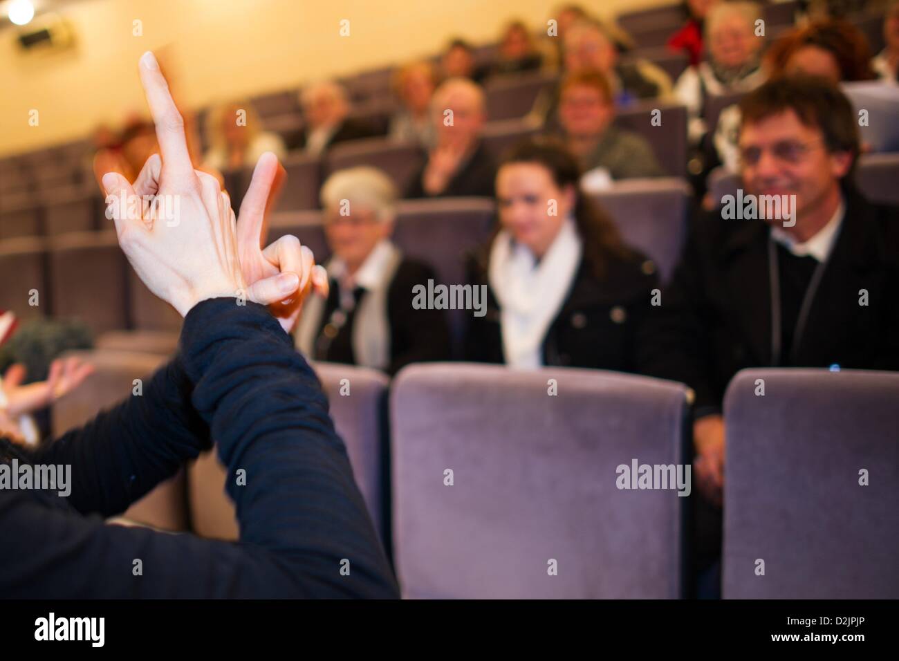 Sign language interpreter Isabelle Ridder for dewaf theatregoers at the ...