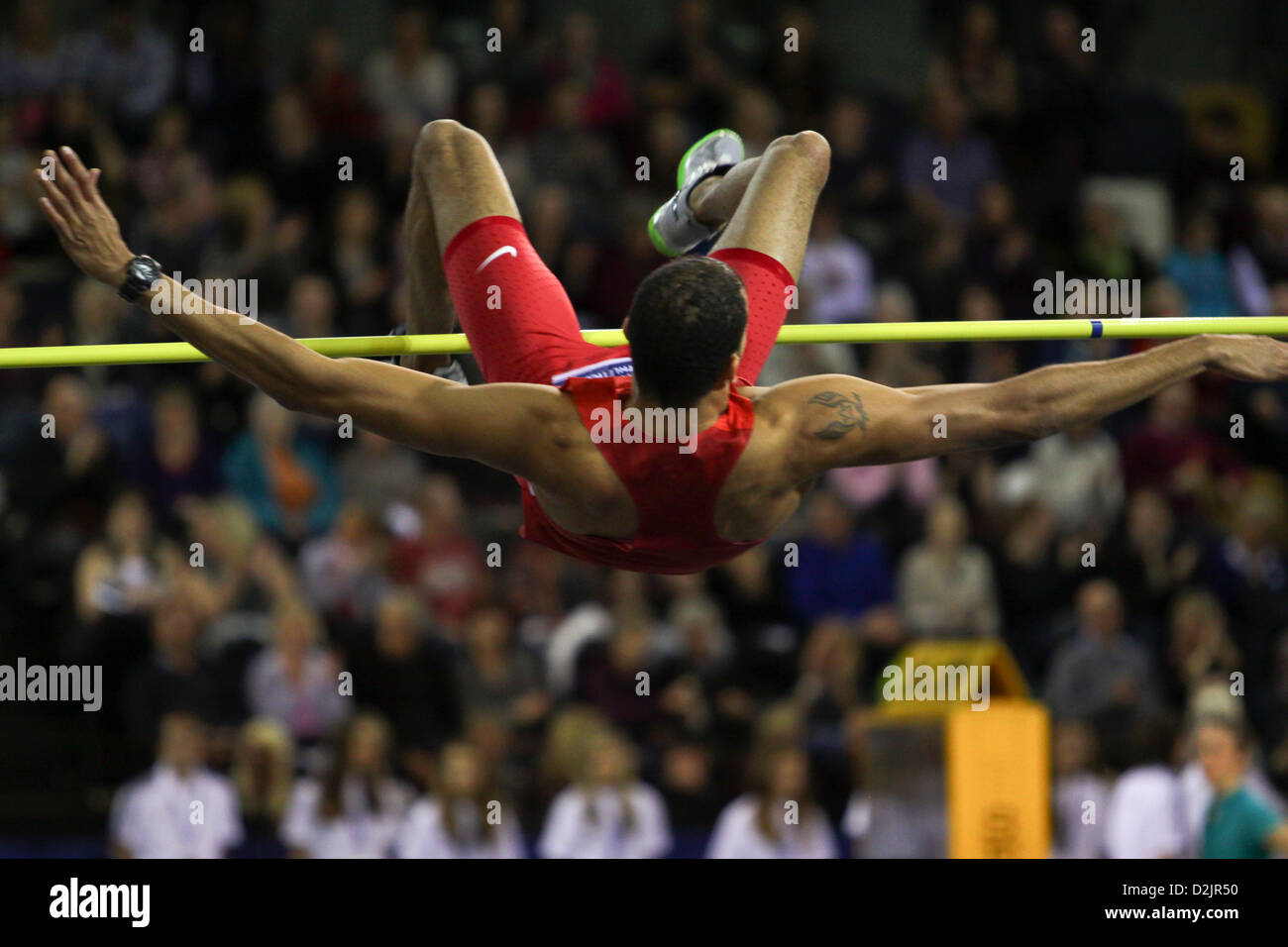 Glasgow, UK. 26th January 2013. Keith Moffat USA Men's high jump third ...