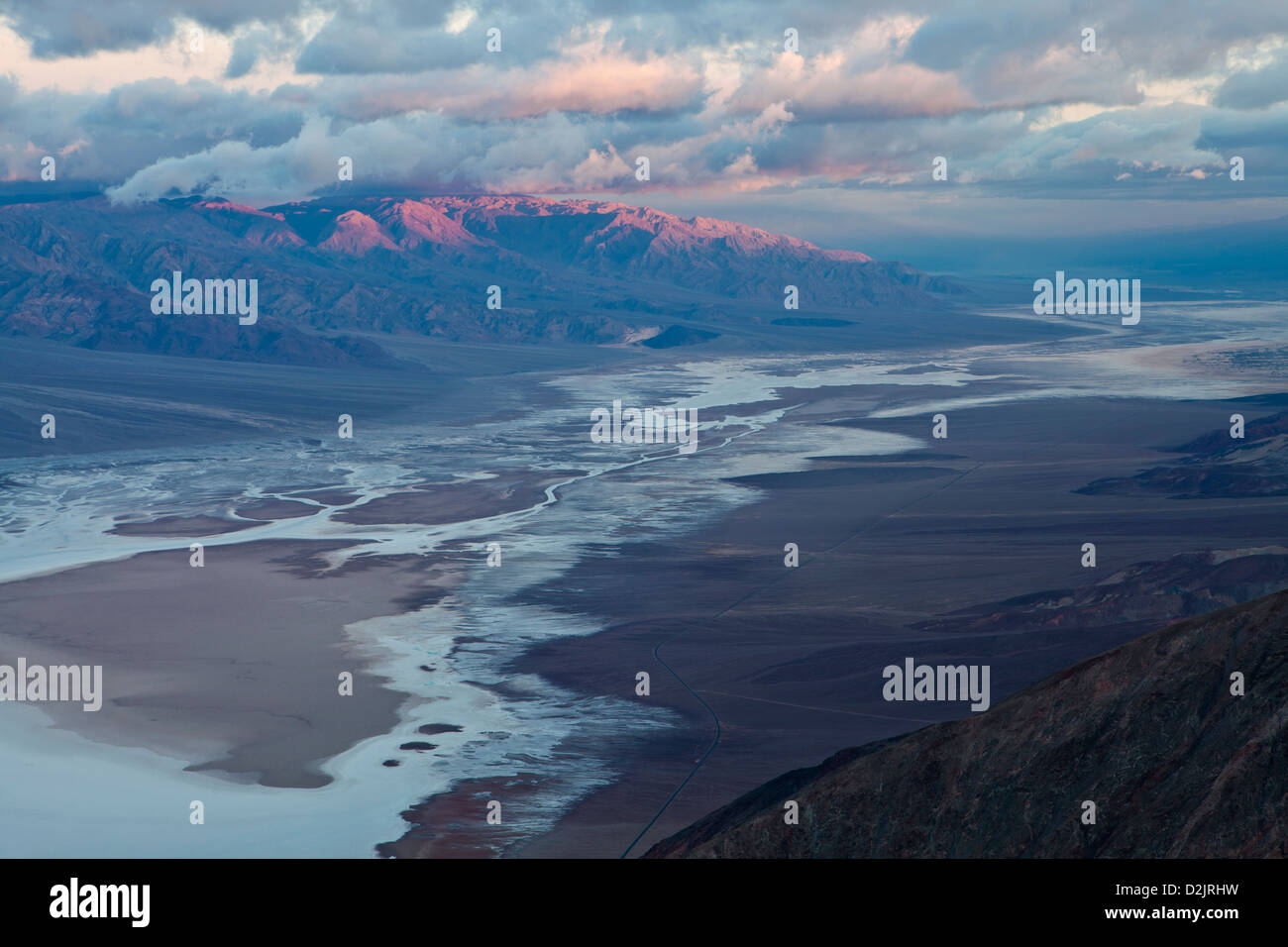 Early light on the Panamint Range above Death Valley amidst storm ...