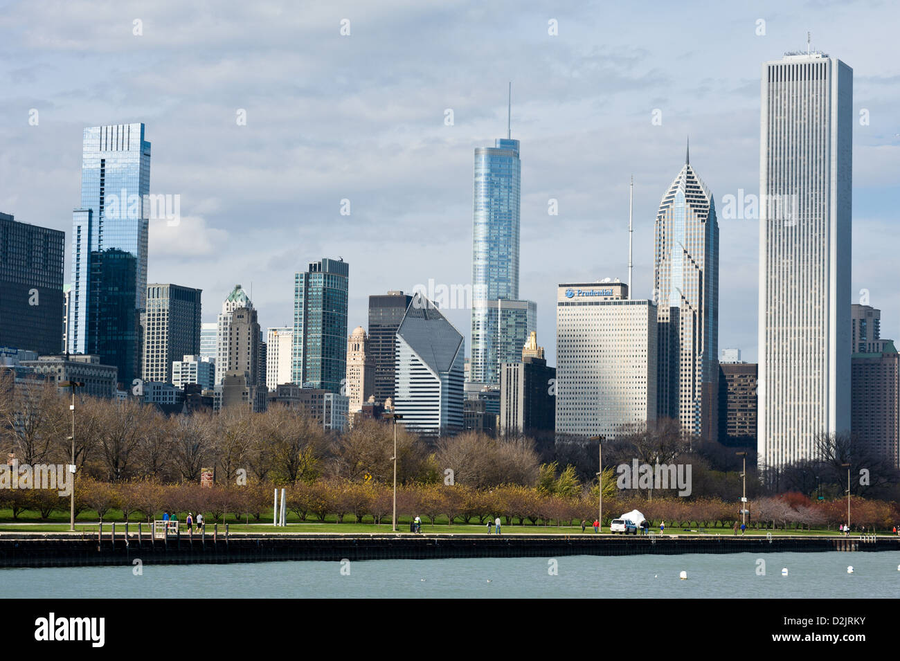 The Chicago skyline, including Trump Tower and Two Prudential Plaza, as ...