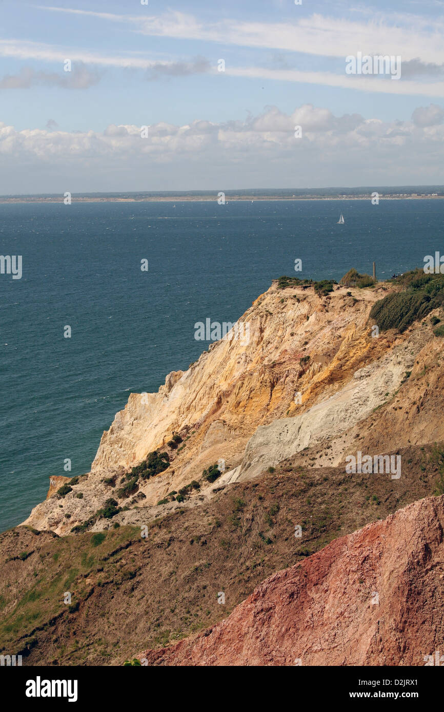 The cliffs of Alum Bay, Isle of Wight, showing the multi-coloured sands ...