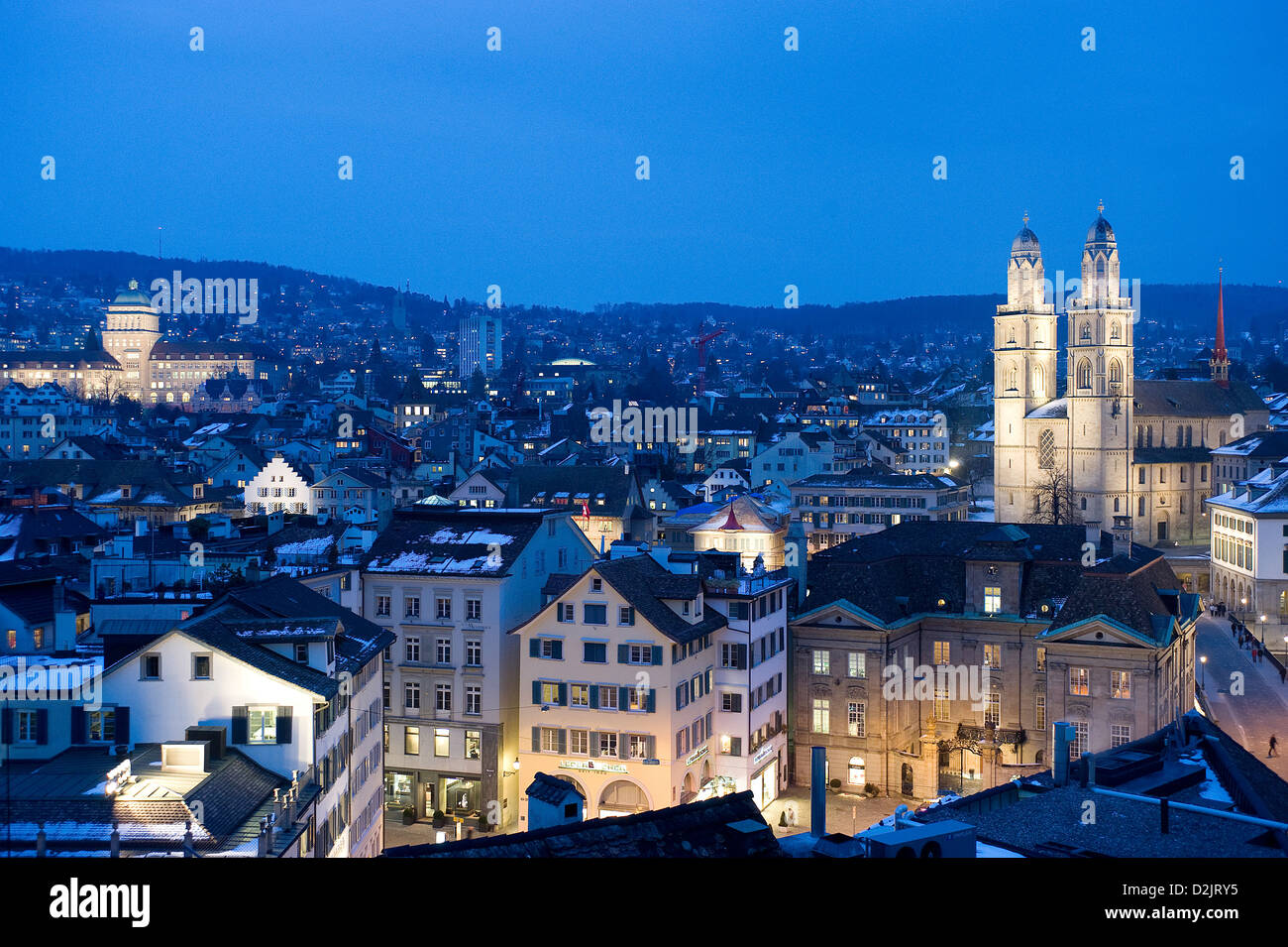 Zurich, Switzerland, Zurich City Facts of the Grossmuenster Stock Photo ...