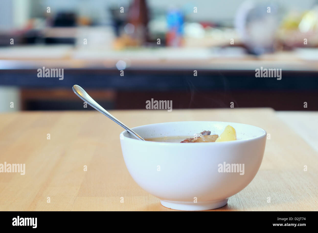 Dish with a soup on the table Stock Photo - Alamy