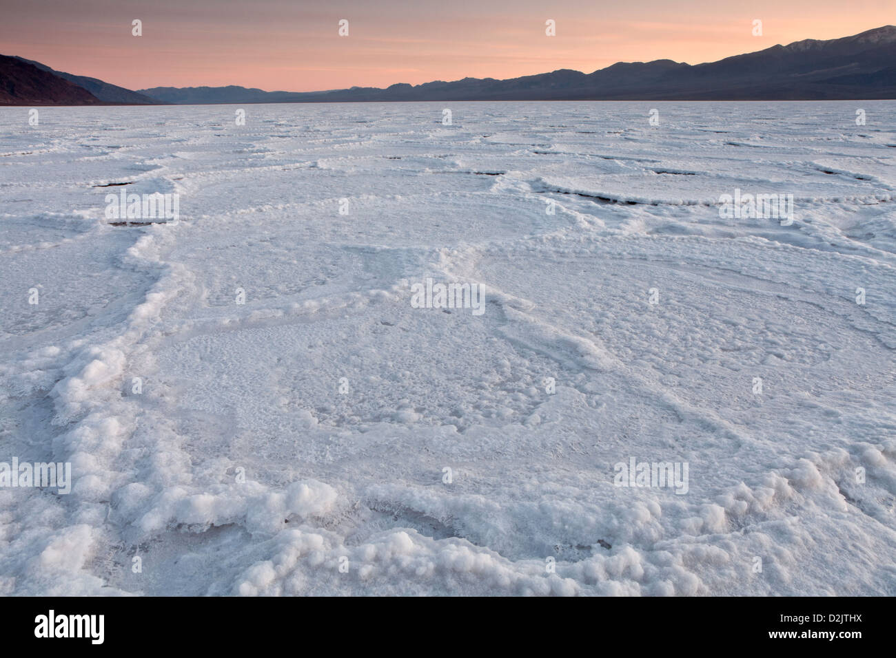 Salt pan polygons at Badwater during sunset, Death Valley National Park ...