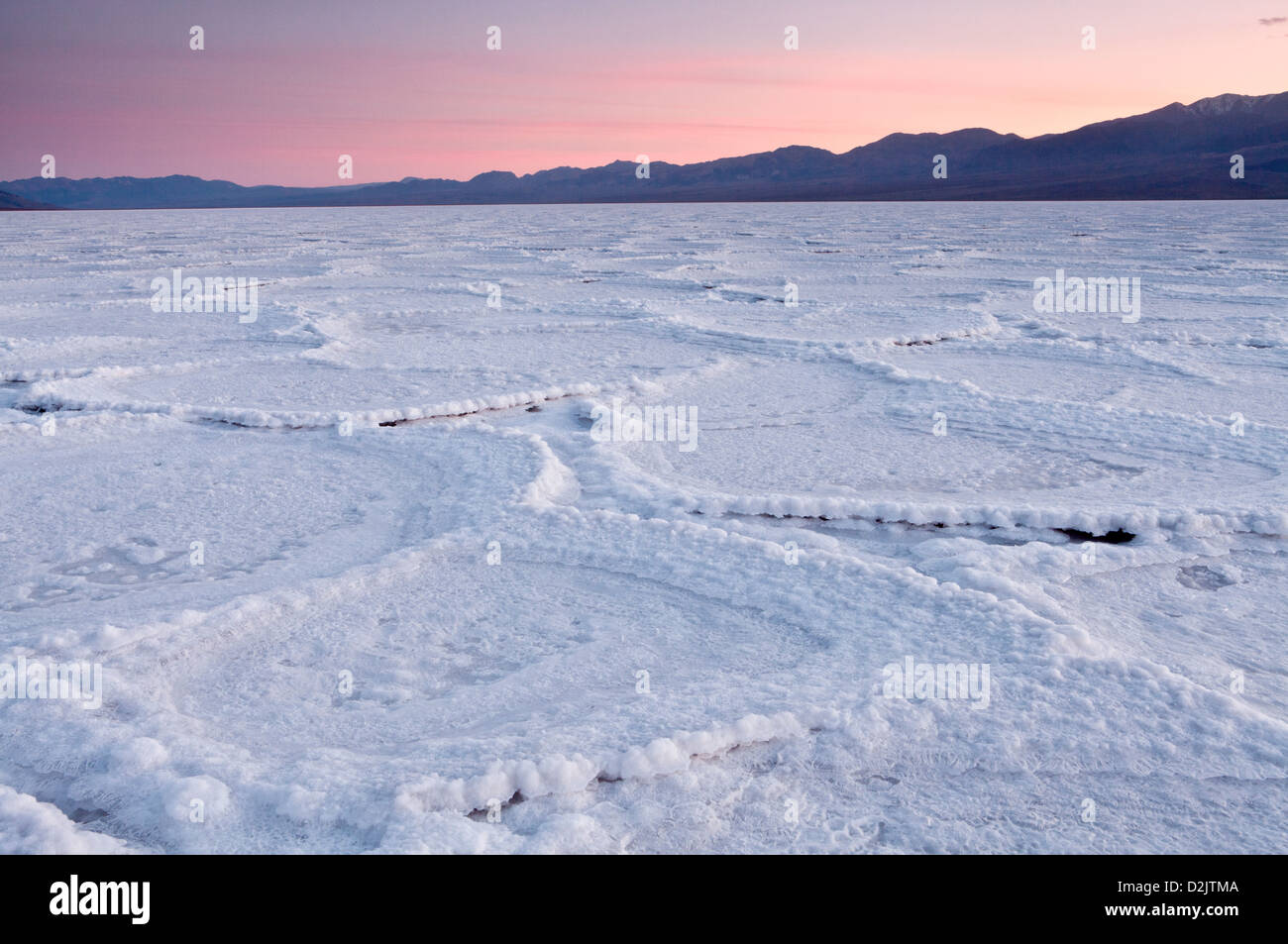 Salt pan polygons at Badwater during sunset, Death Valley National Park ...
