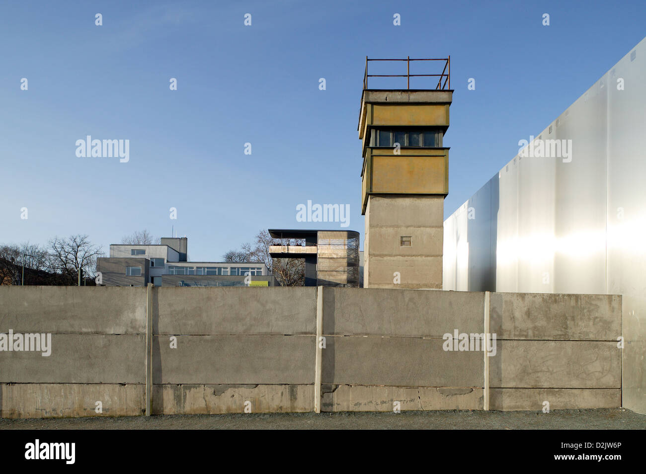 Berlin, Germany, watchtower at the Mauergedenkstaette in Bernauer ...