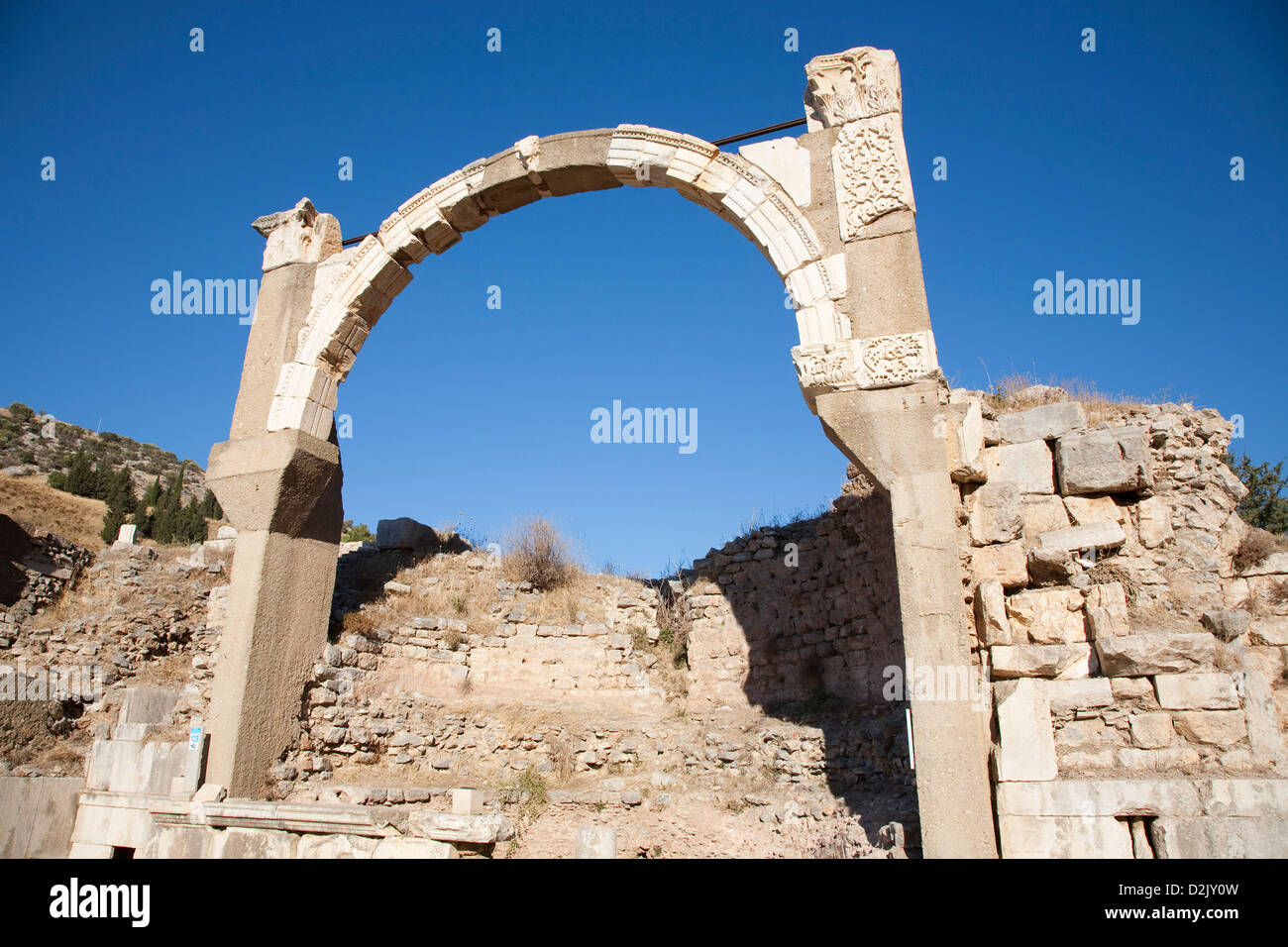 asia, turkey, anatolia, ephesus, pollio monument and fountain of ...