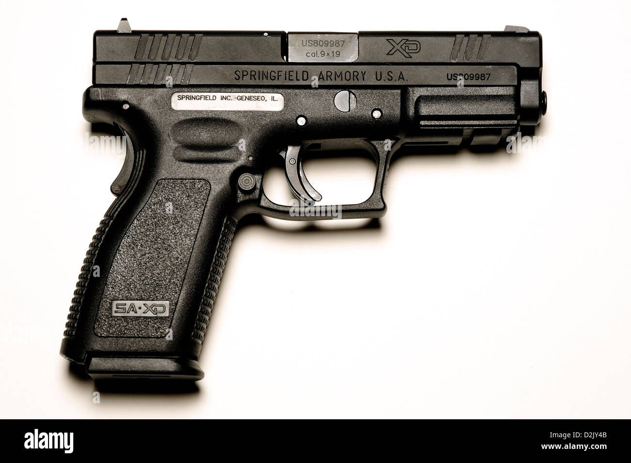 Close-up of a 9mm semi-automatic Springfield Armory XD handgun Stock ...