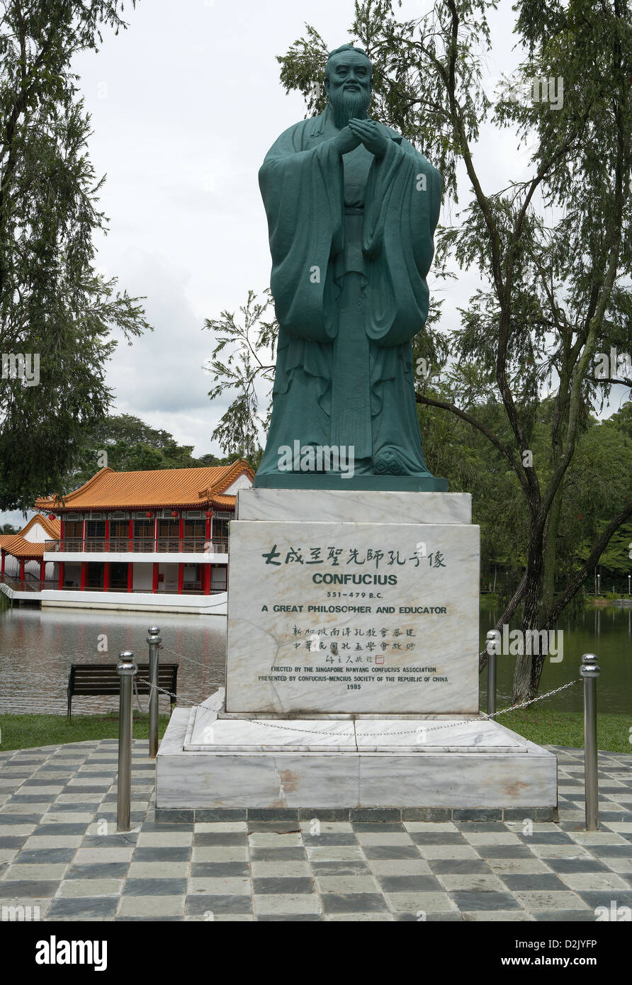 Singapore, Republic of Singapore, a statue of Confucius in the Chinese ...