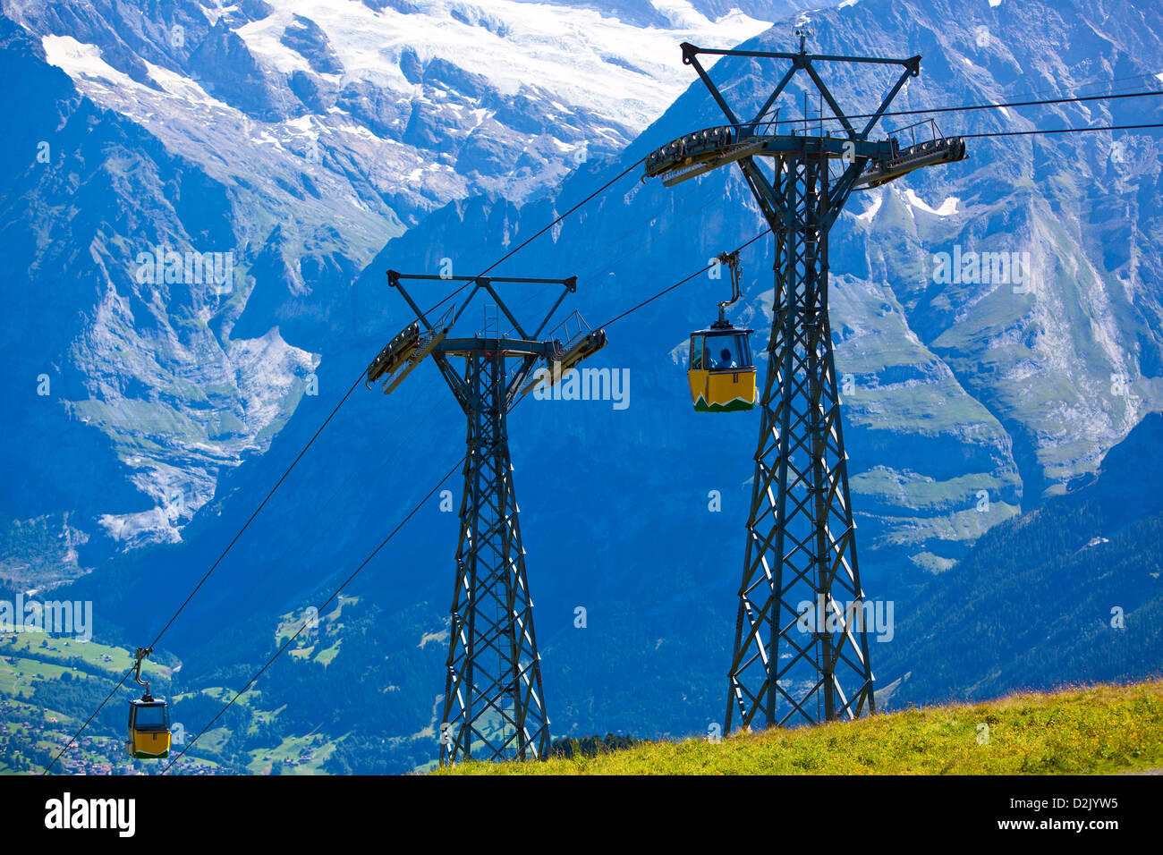 Cableway in Swiss Alps at summer Stock Photo - Alamy