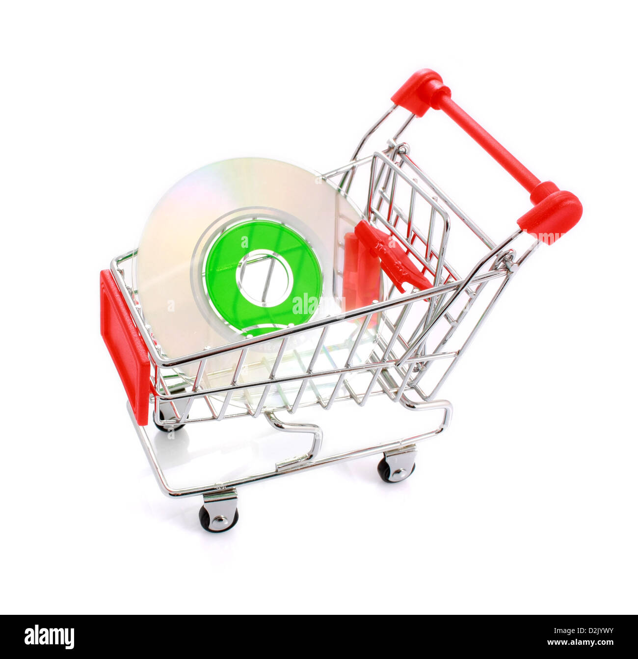 Mini CD in shopping cart isolated on white Stock Photo - Alamy