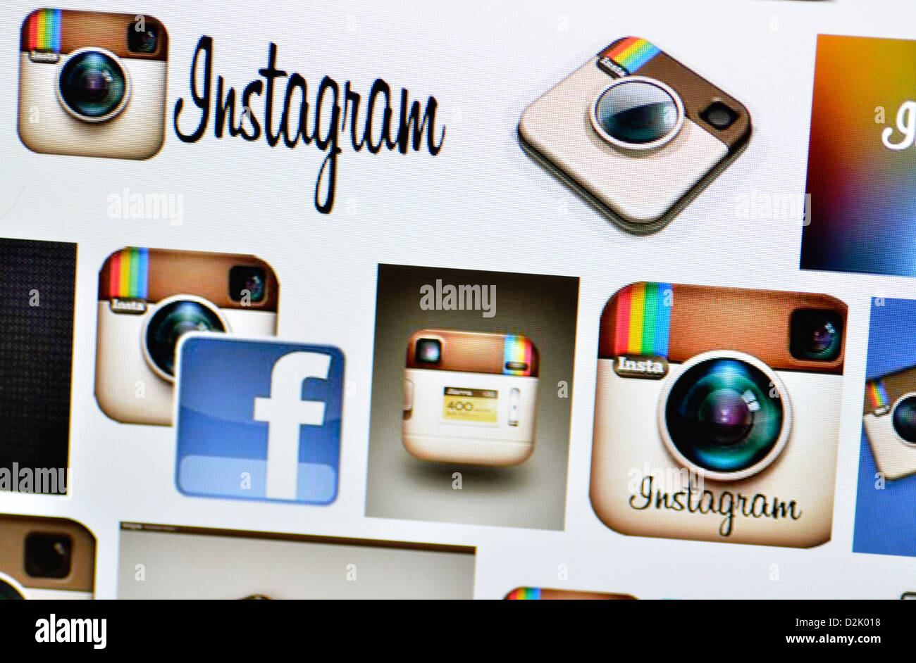 Computer screen with Instagram and Facebook Icons Stock Photo - Alamy