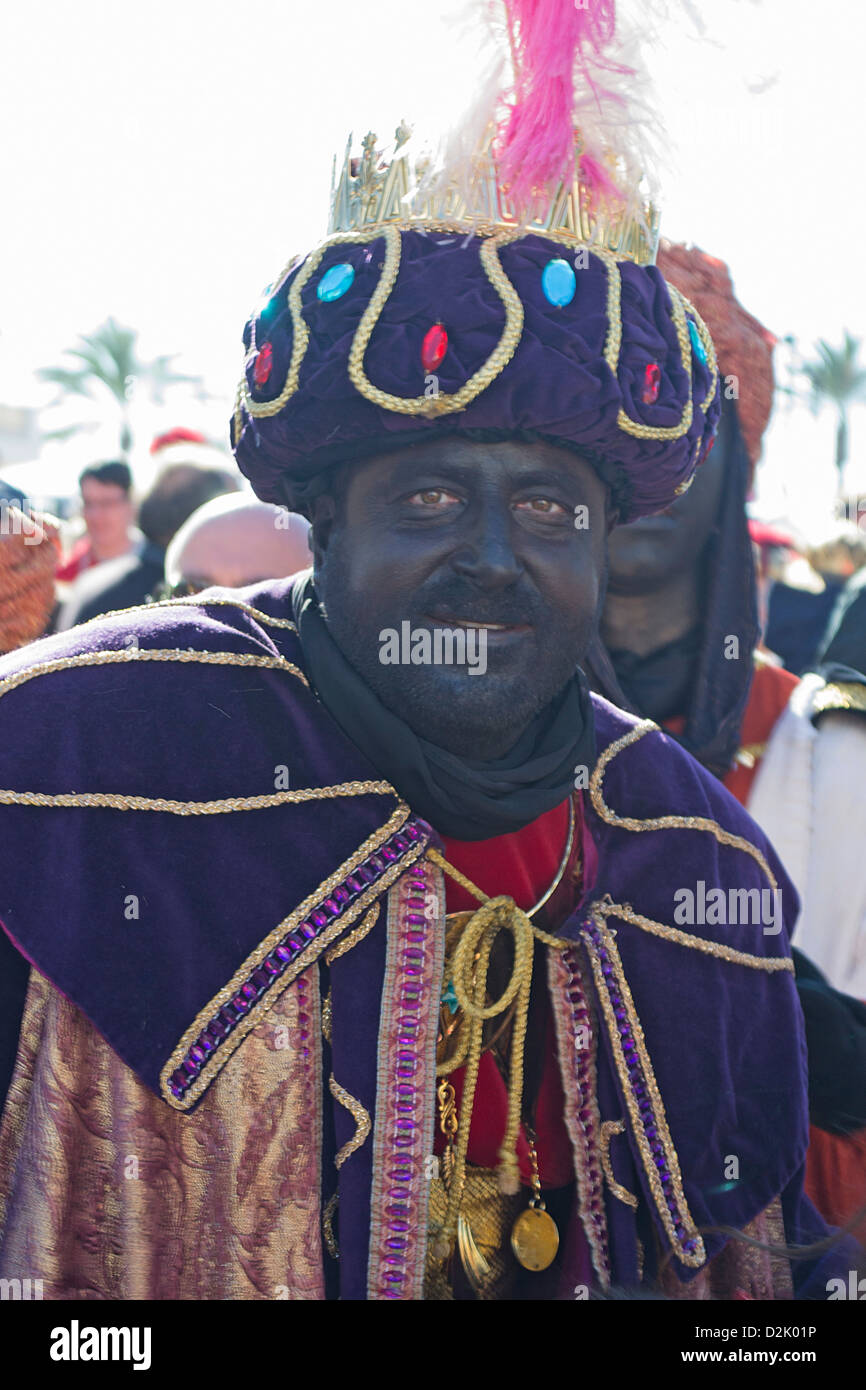 One of the three kings arrives at the port of Cartagena in Spain by ...