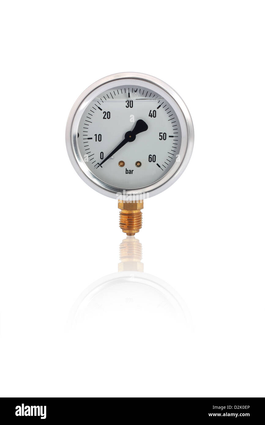 Single manometer isolated on white background with reflection Stock ...